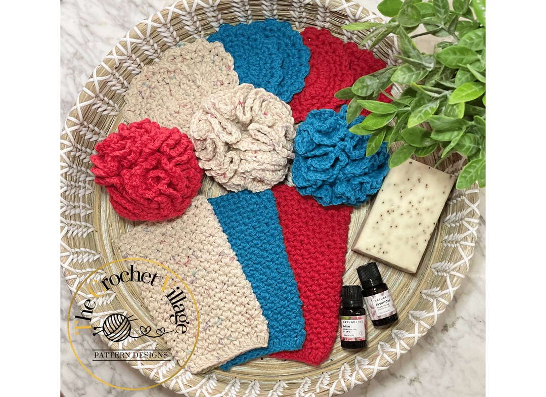 Gina's Spa Set Crochet Pattern 3-in-1 Bundle: Textured Shower Mitt ...