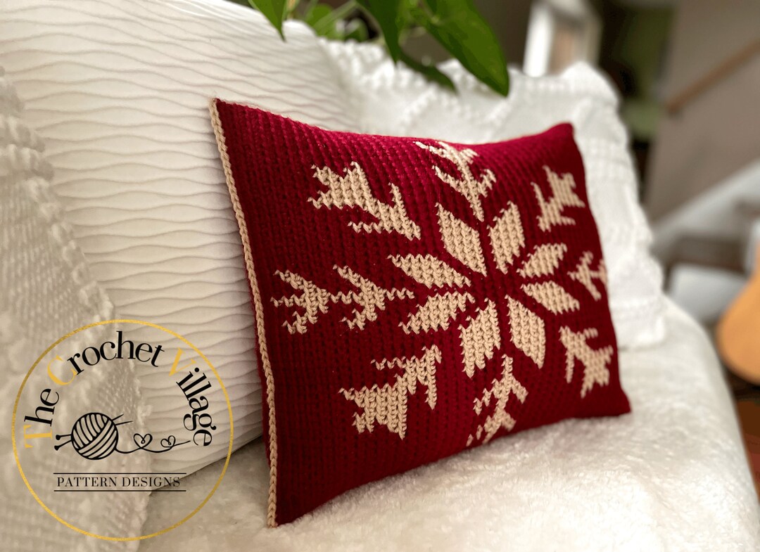 Snowflake Cushion Crochet Pattern. Modern Crochet. Christmas Crochet ...