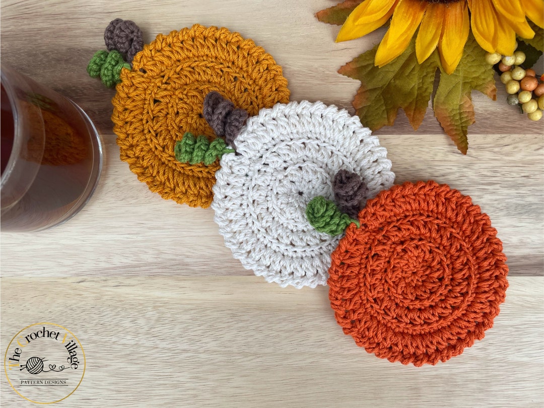 Pumpkin Patch Coasters Crochet Pattern Fall Crochet Decor - Etsy