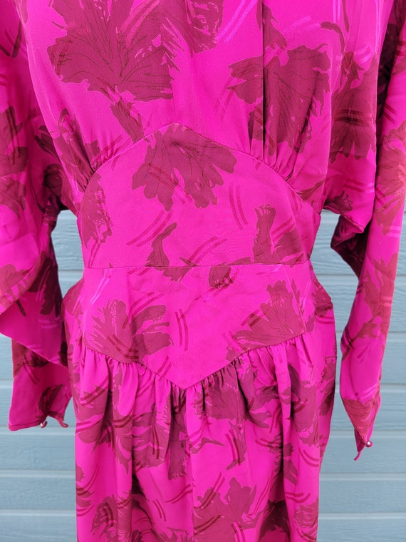 1970's silk raspberry victorian inspired dress - Gem