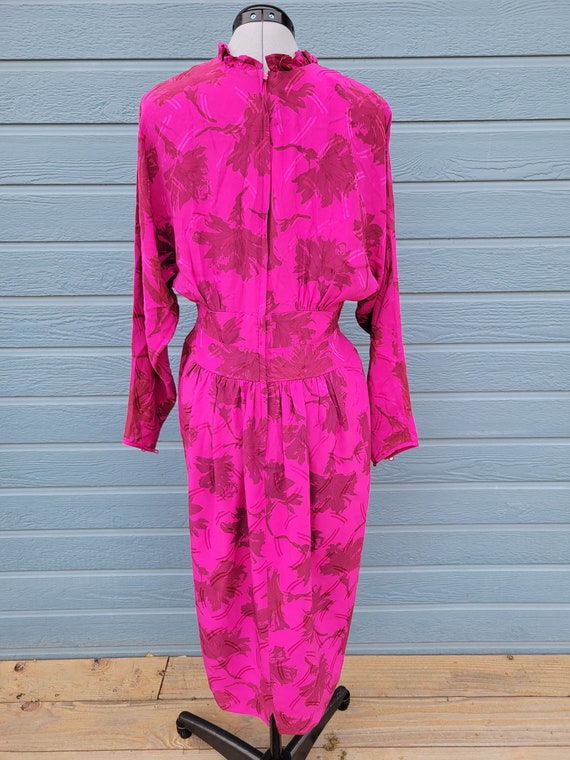 1970's silk raspberry victorian inspired dress - Gem
