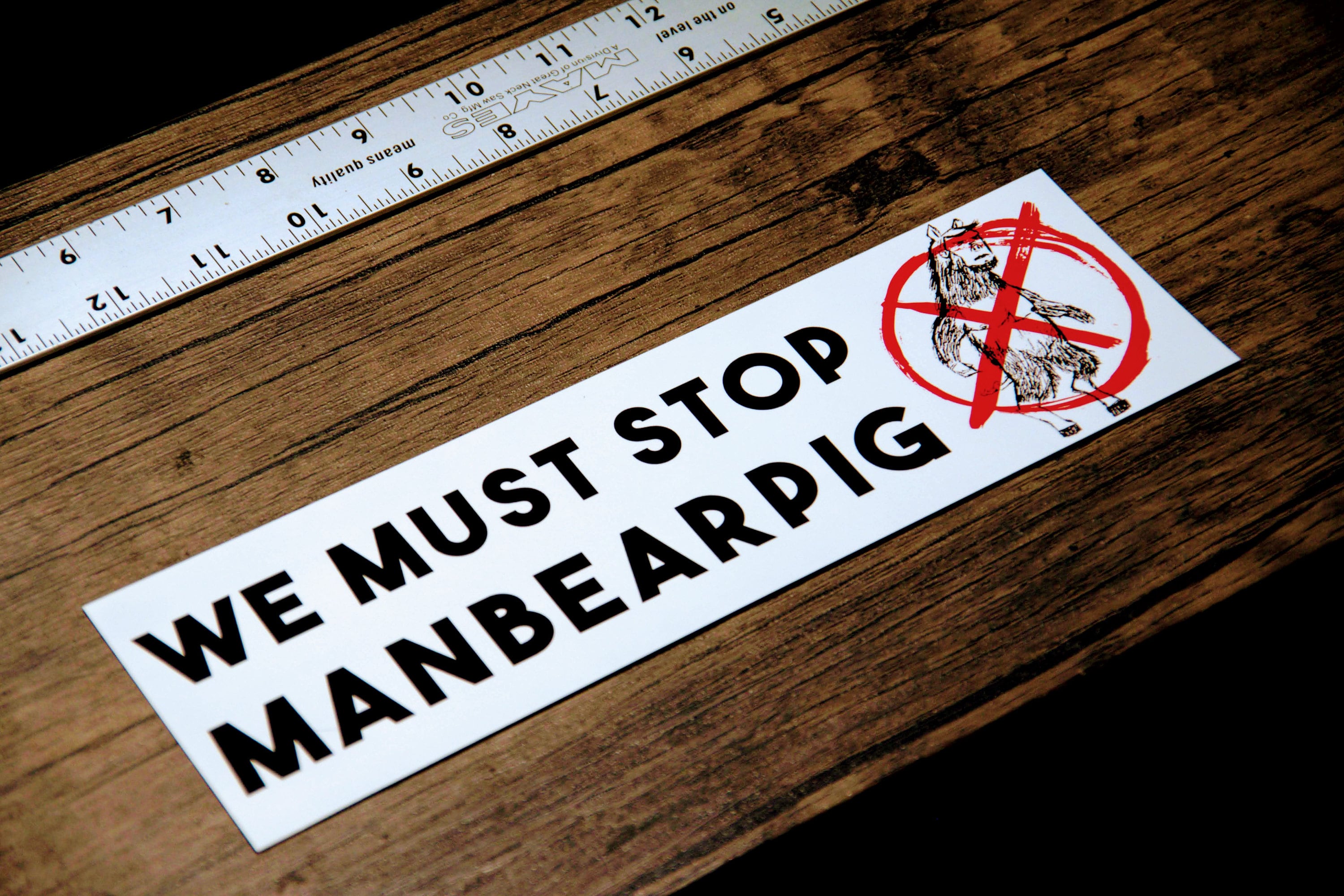 We Must Stop MANBEARPIG Vinyl Bumper Sticker | Etsy