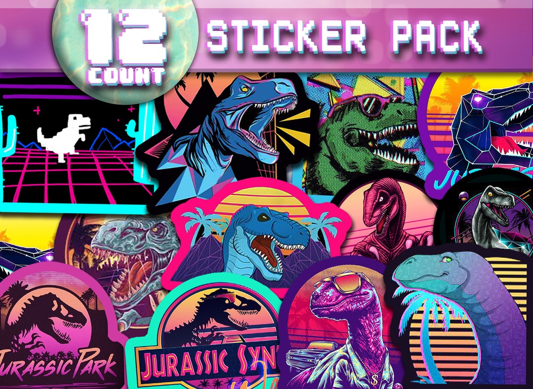 Vaporwave Dinosaurs - Vinyl Sticker Pack - Etsy
