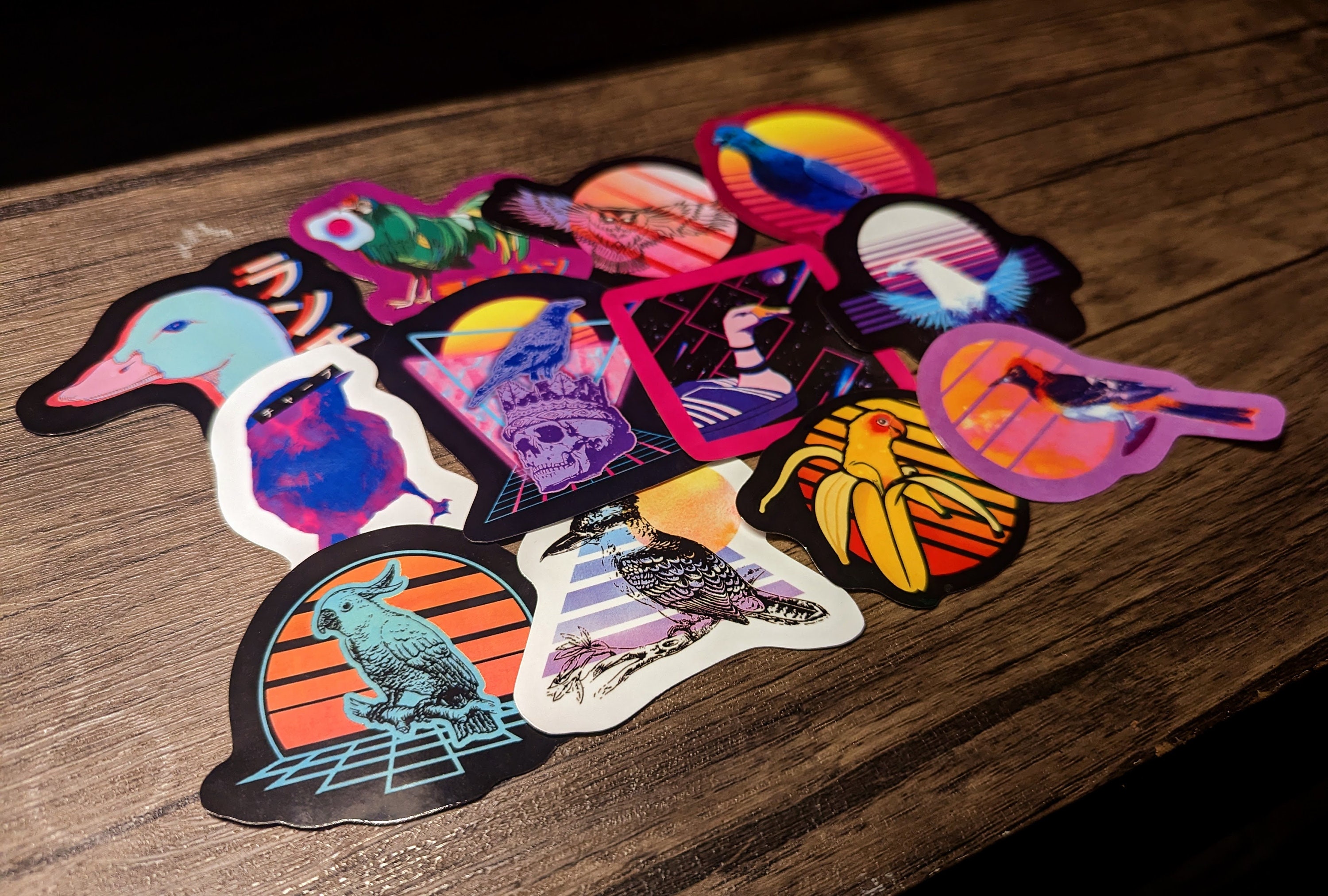 Vaporwave Birds Vinyl Sticker Pack - Etsy
