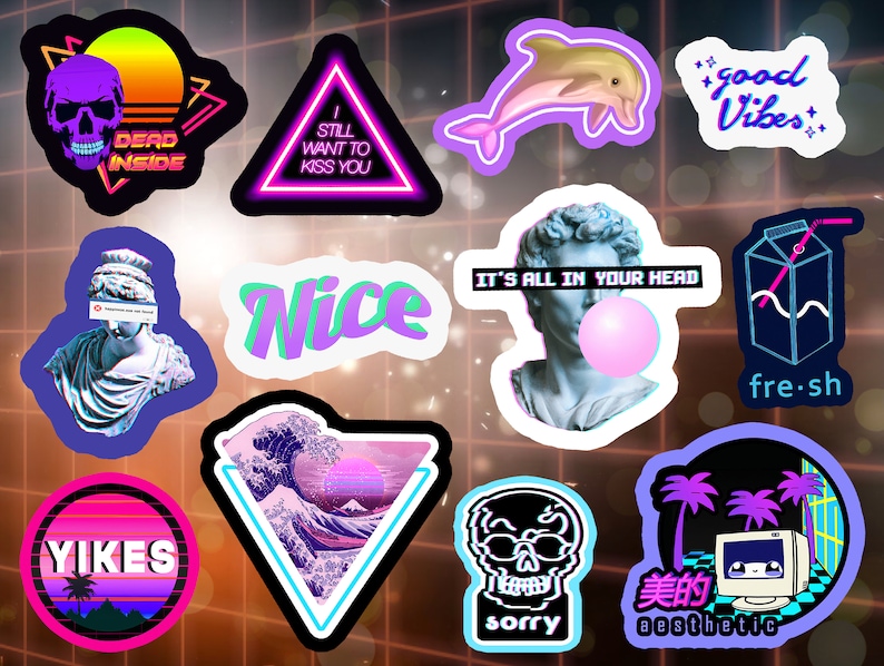 Vaporwave 1 Laminated Vinyl Sticker Pack Synthwave - Etsy