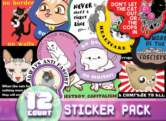 Leftist Cats Vinyl Sticker Pack - Etsy