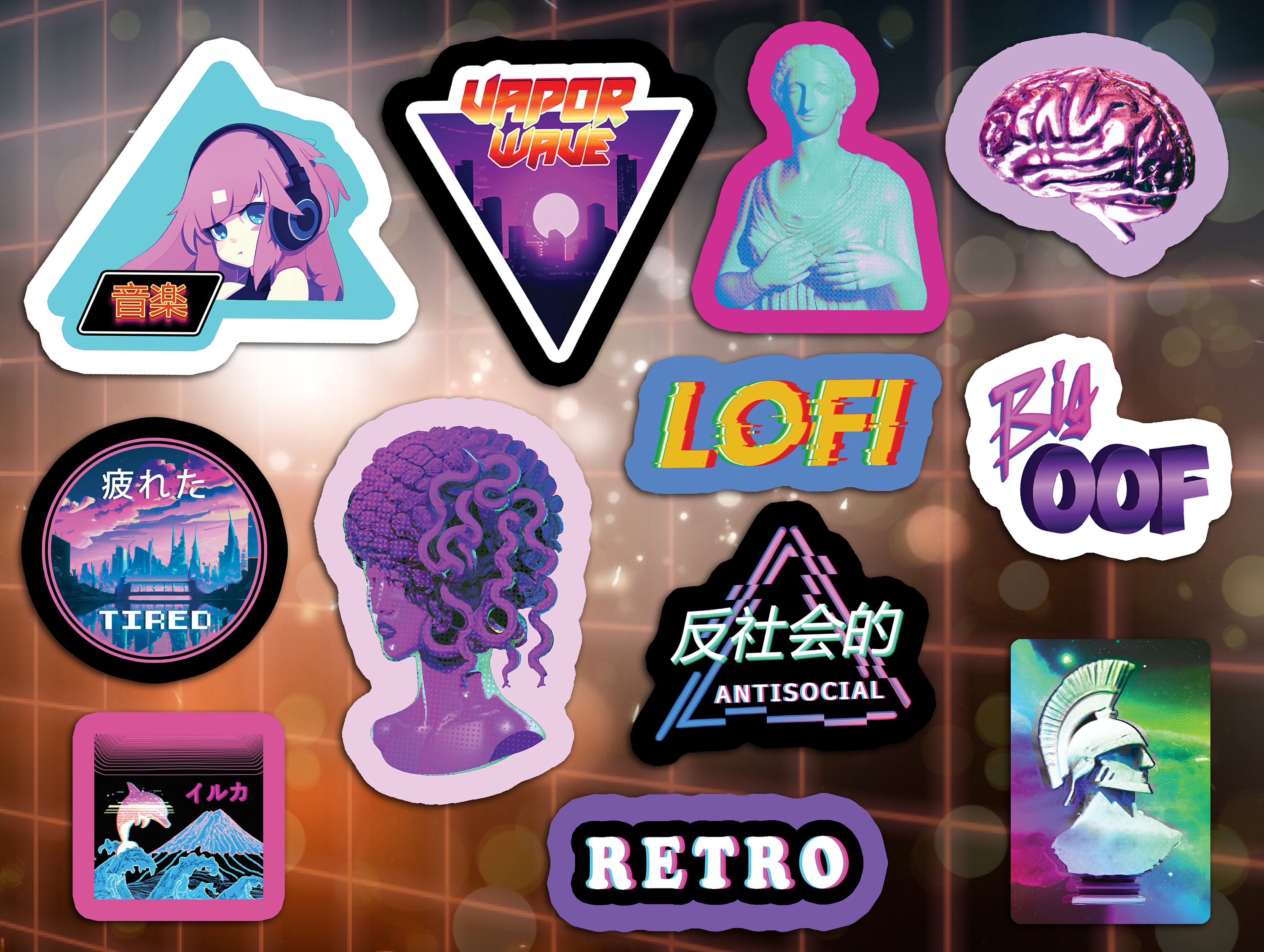 Vaporwave 2 - Vinyl Sticker Pack - Etsy
