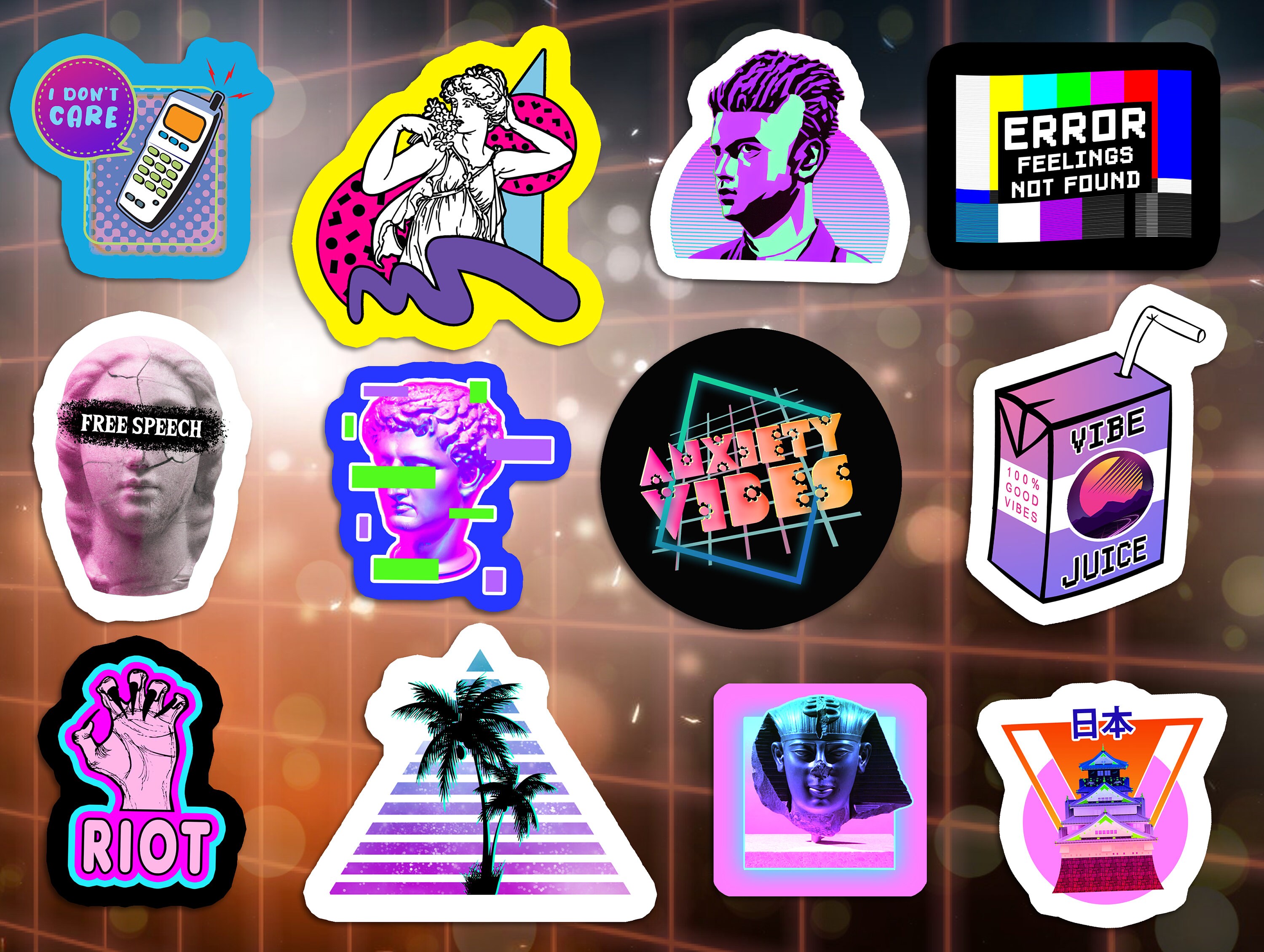 Vaporwave 8 - Vinyl Sticker Pack - Etsy