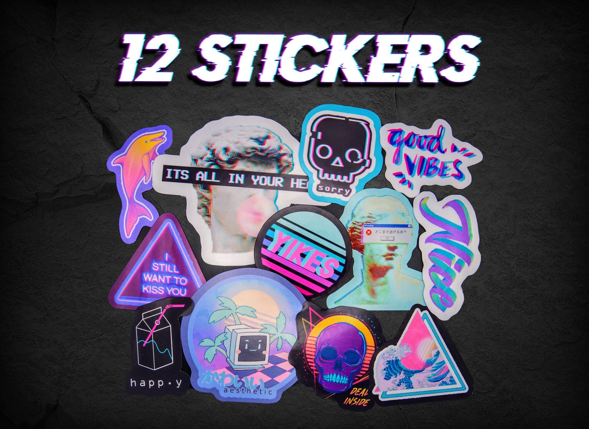 Vaporwave Apes & Monkeys Vinyl Sticker Pack Craft Supplies & Tools ...