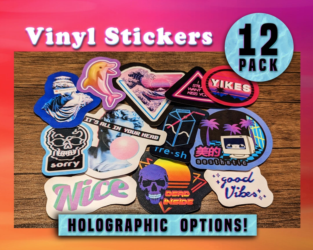 Vaporwave 1 - Laminated Vinyl Sticker Pack - Synthwave Retrowave ...