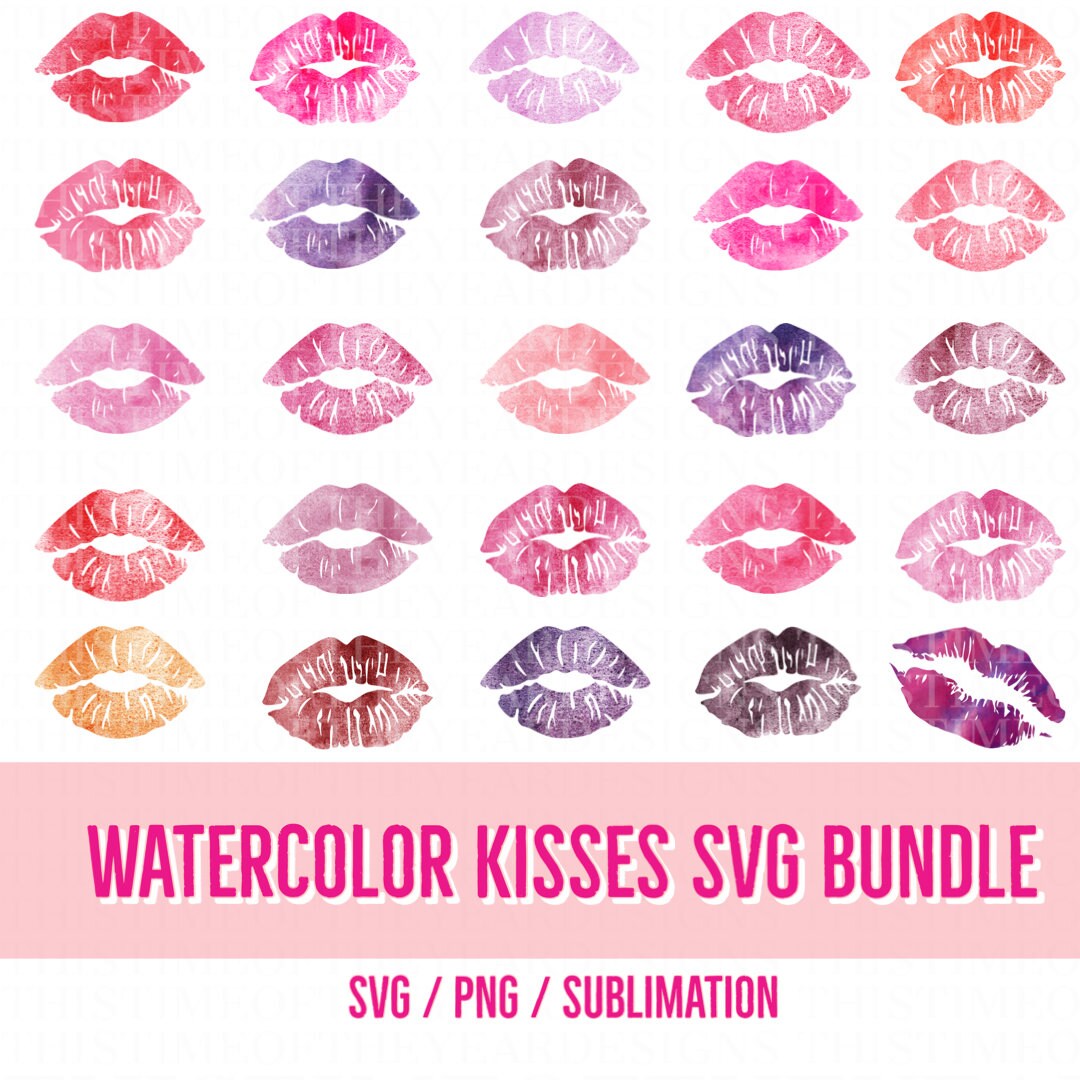 Watercolor Kisses Watercolor Kisses SVG Kisses SVG Kisses - Etsy