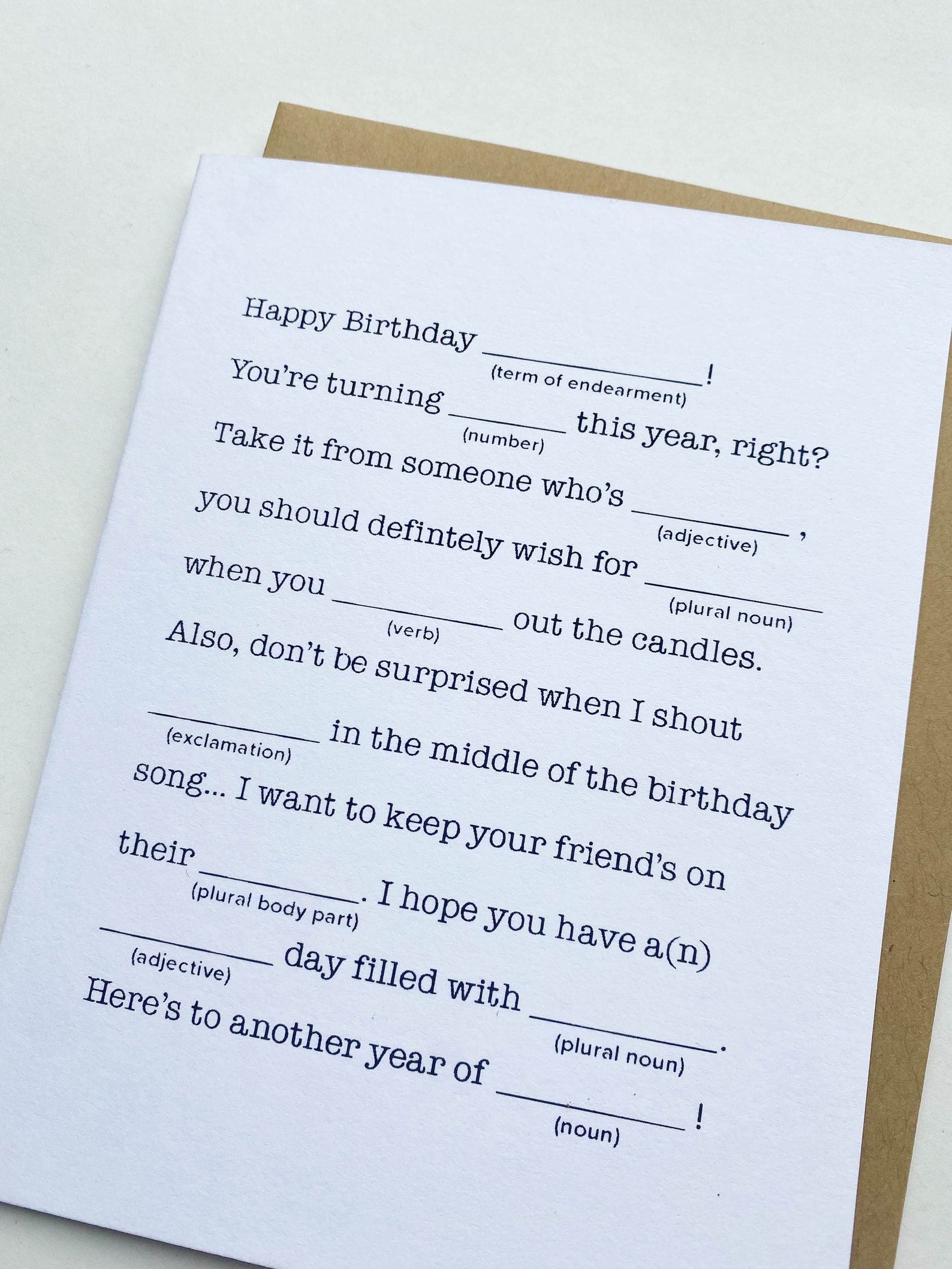 Birthday mad Libs Card - Etsy
