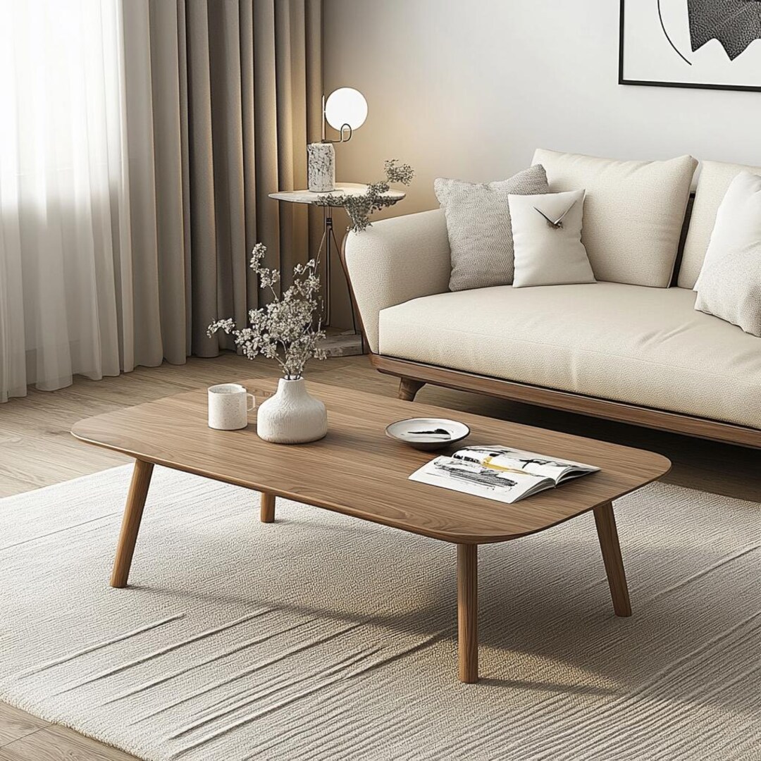 Solid Walnut Center Table for Living Room, Rectangular Coffee Table - Etsy