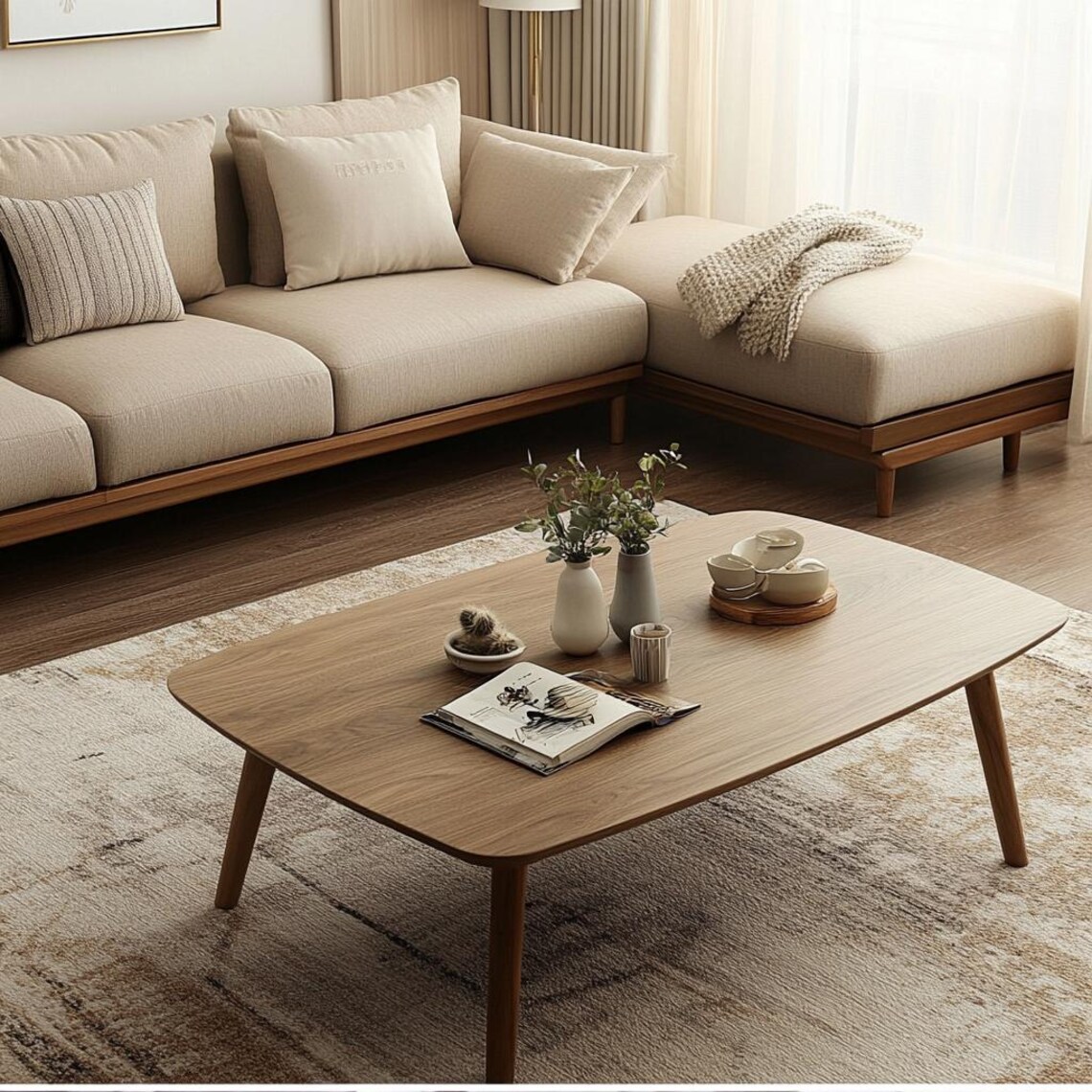 Solid Walnut Center Table for Living Room, Rectangular Coffee Table - Etsy