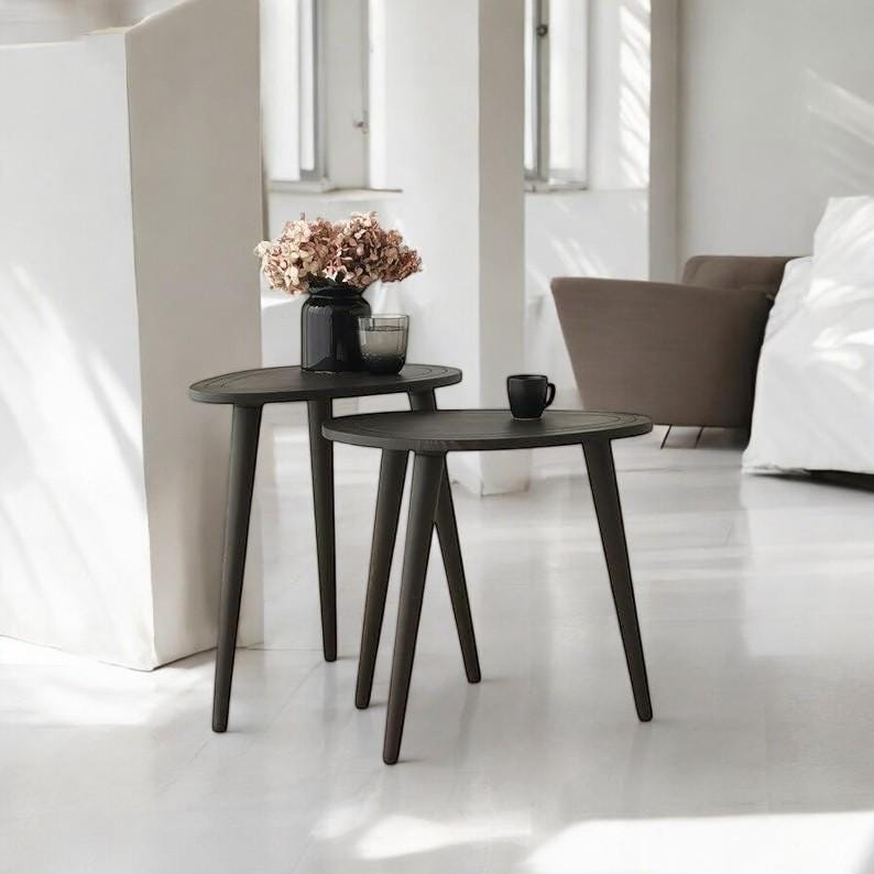 Solid Wood Oval Coffee Table: Mid Century Modern Living Room ...