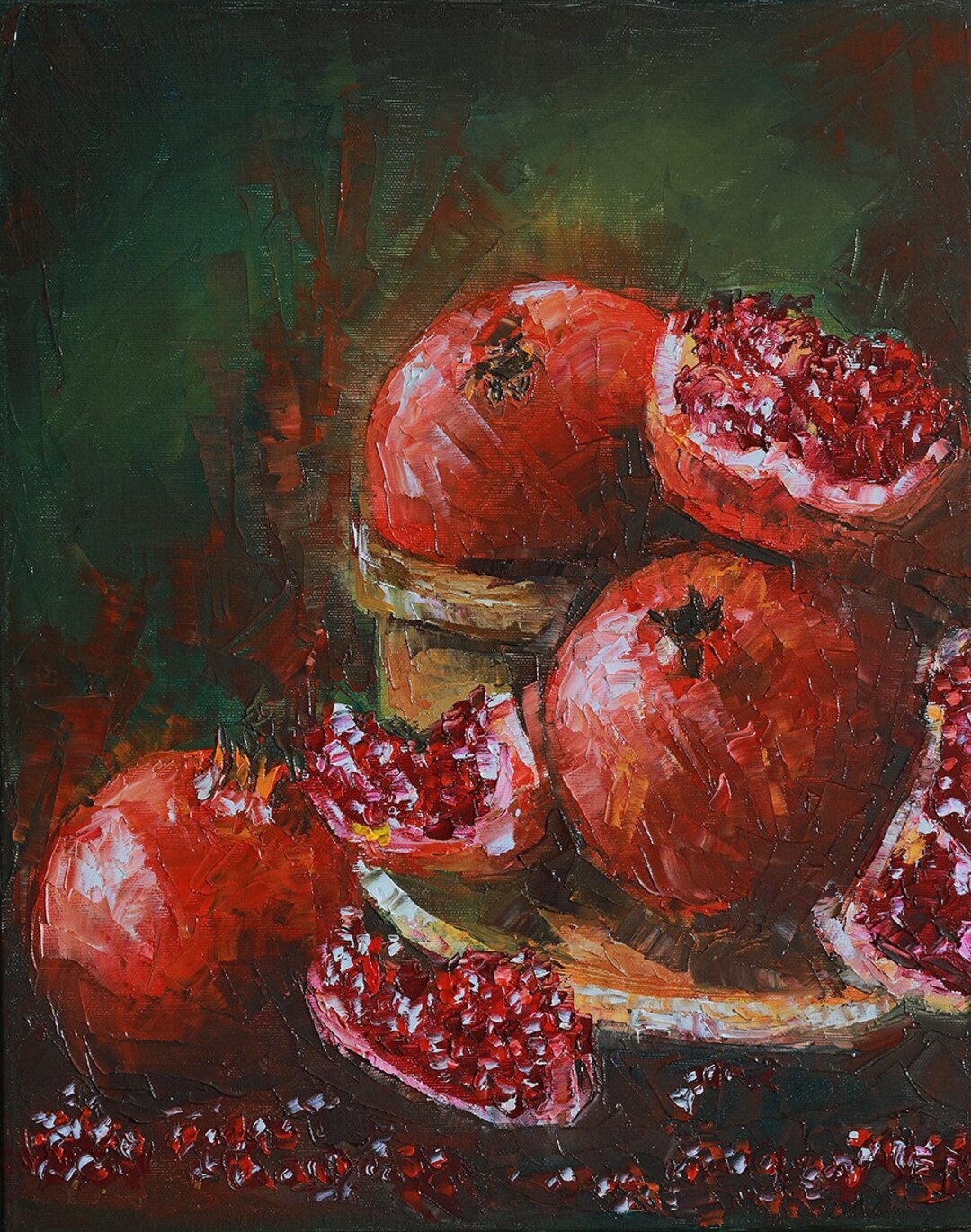 Pomegranate Painting Fruits Original Art 40 by 50 Centimeters Oil ...