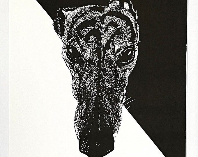 Greyhound Brindle Lino Print Signed Limited Edition Artwork - Etsy