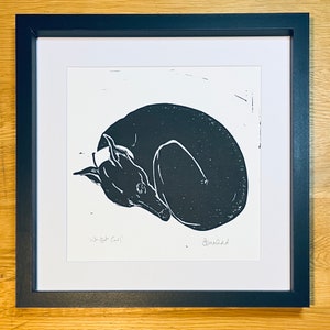 Whippet Signed Original Lino Print - Whippet Curl - Etsy