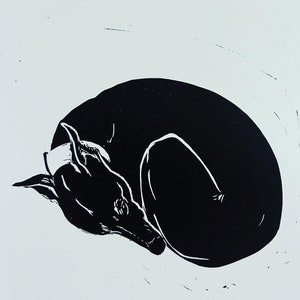 Whippet Signed Original Lino Print - Whippet Curl - Etsy