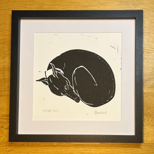 Whippet Signed Original Lino Print - Whippet Curl - Etsy
