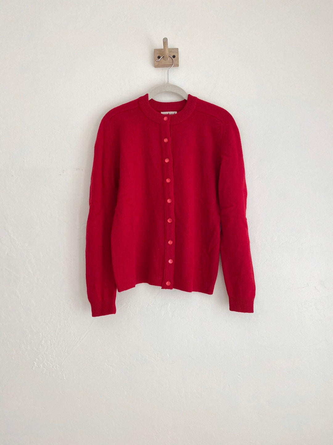 50s Wool Red Cardigan - Etsy
