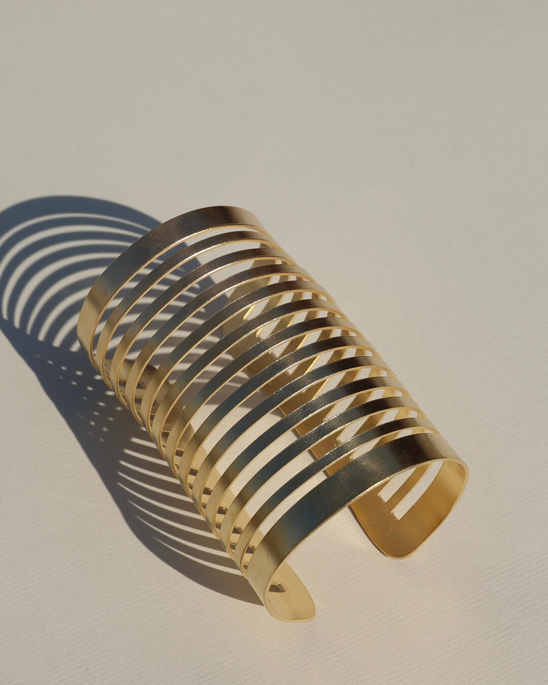 Multi Band Bracelet Wide and Long Wrist Arm Cuff Bronze and 18kt Gold ...