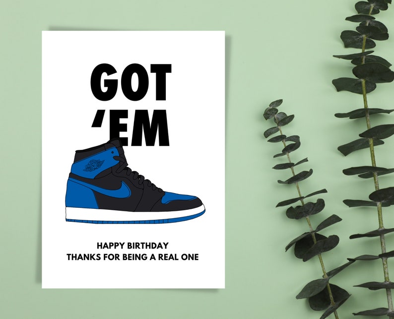 GOT ‘EM Jordan Birthday Greeting Card, Thin Outline | Printable ...