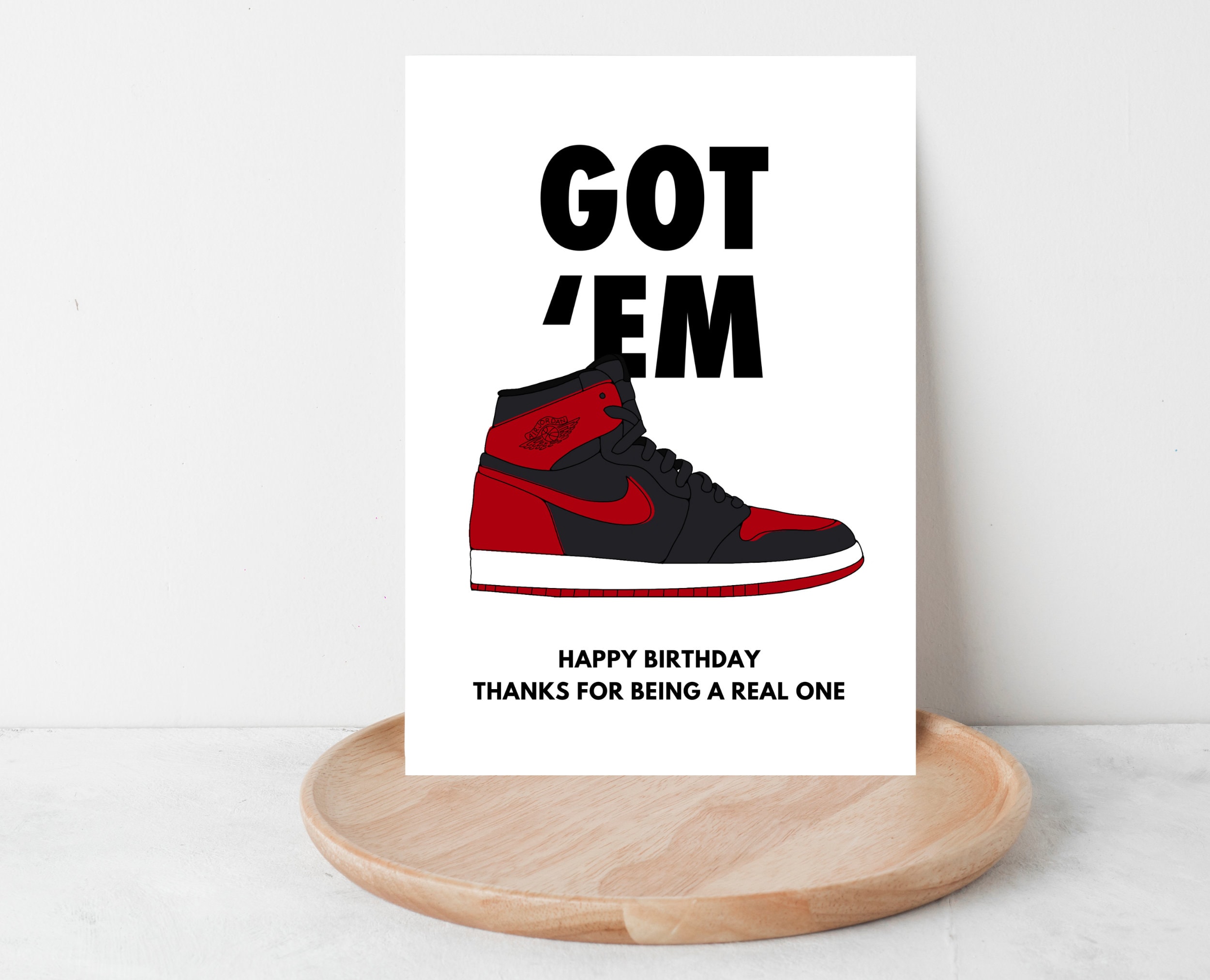 GOT ‘EM Jordan Birthday Greeting Card, Thin Outline | Printable ...