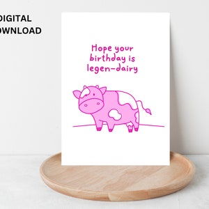 Legendairy Cow Birthday Card | Printable, Digital Card, Greeting Card ...