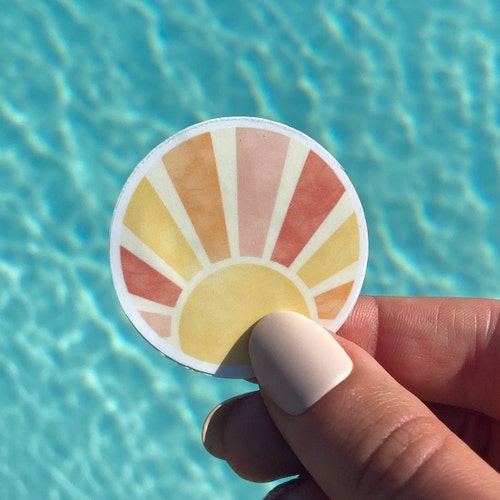 Happy Vintage Boho Sun Sticker Waterbottle Notebook & Laptop - Etsy