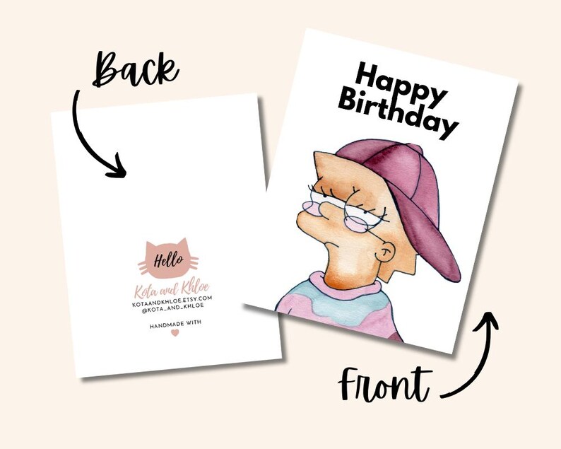 Printable Card, Funny Birthday Card, the Simpsons, Lisa Simpson, Gift ...