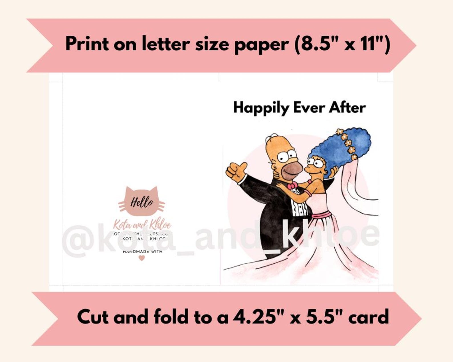 Printable Card, Funny Wedding Card, the Simpsons, Marge, Homer, Cute ...