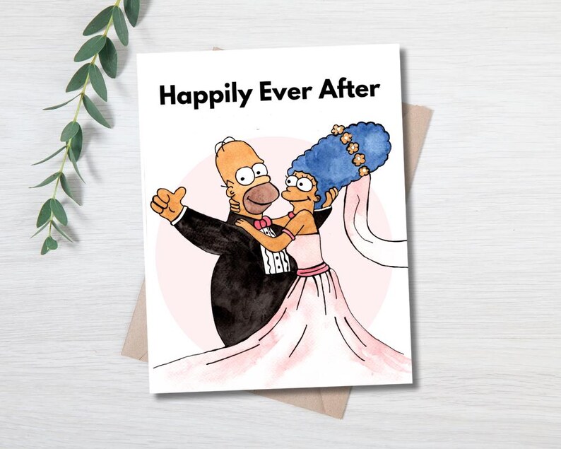 Printable Card, Funny Wedding Card, the Simpsons, Marge, Homer, Cute ...