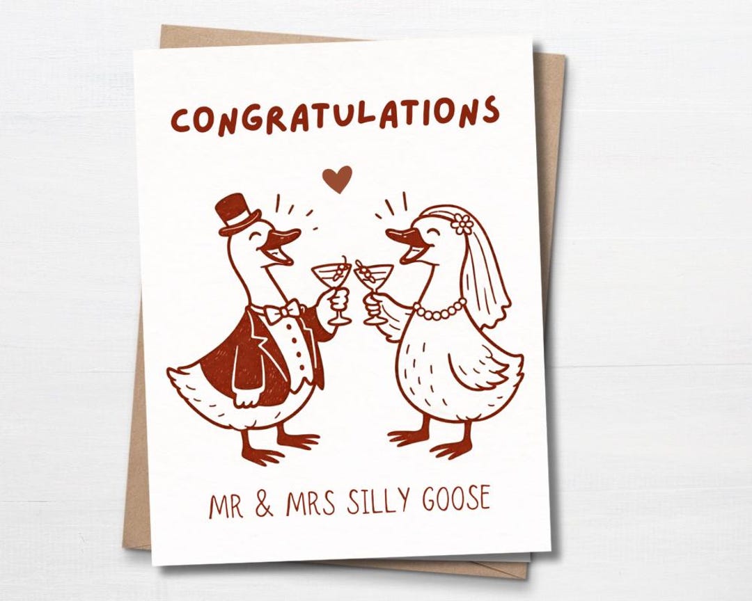 Mr and Mrs Silly Goose Wedding Gift Engagement Funny Newlywed Card for ...
