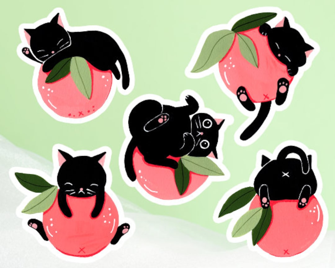 5pc Vinyl Sticker Pack, Orange Cats, Planner Stickers, Laptop Sticker ...