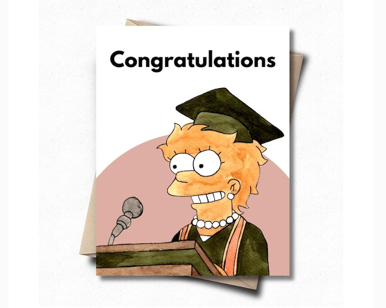 Lisa Simpson, Funny Graduation Card, the Simpsons, Gift for Grad, 90's ...