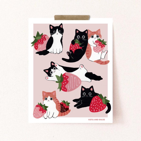 Strawberry Cat - Etsy