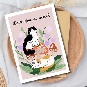 Love You so Mush, Cat Greeting Card, Funny Pun, Card for Cat Lovers ...