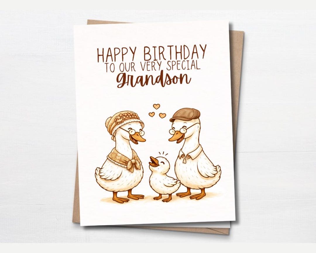 Grandson Birthday Card, Happy Birthday From Grandparents, Silly Goose ...