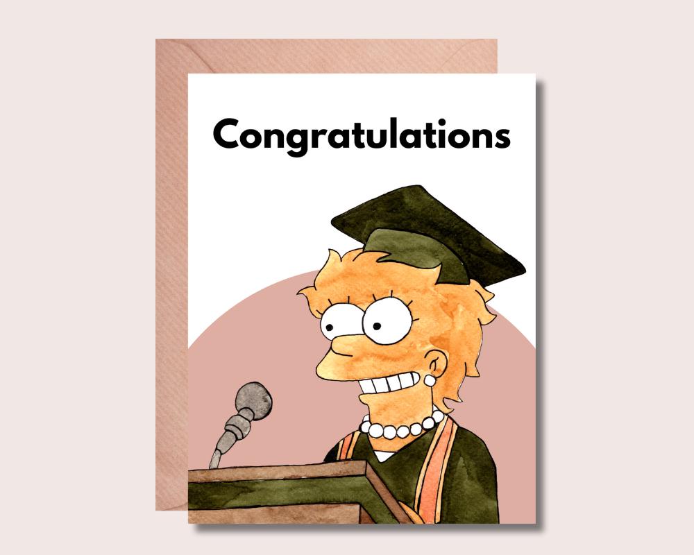 Lisa Simpson, Funny Graduation Card, the Simpsons, Gift for Grad, 90's ...