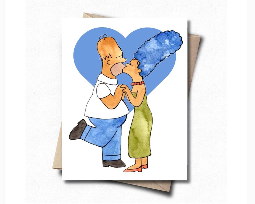 Homer and Marge, the Simpsons, Funny Card, Birthday Card, Greeting Card ...