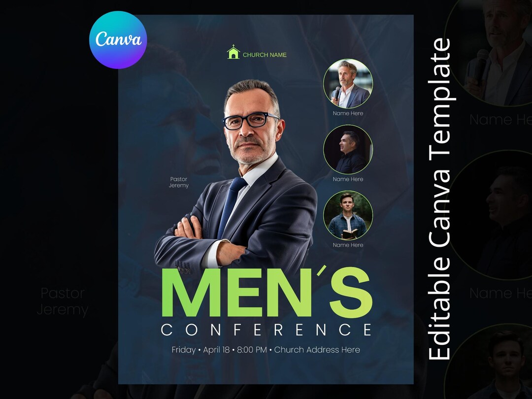 Men's Conference Flyer Template | Christian Ministry Event (digital ...