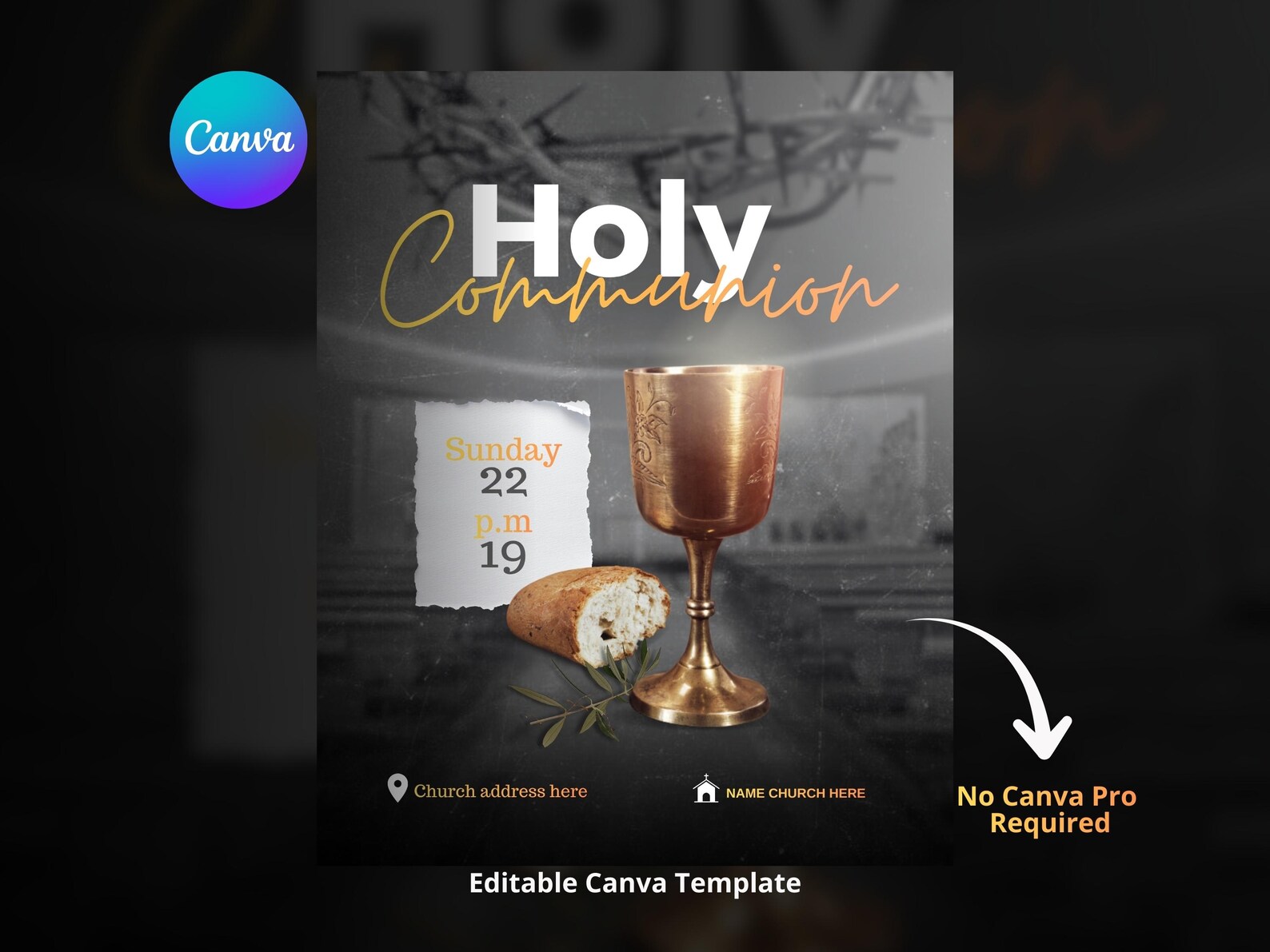 Holy Communion Church Flyer Canva Template | Editable Lord’s Supper ...
