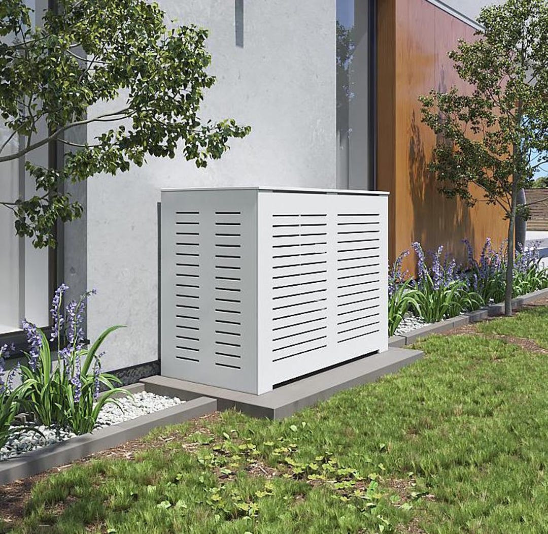 Modern PVC Outdoor Covers, Designer White Privacy Fence for AC Units ...