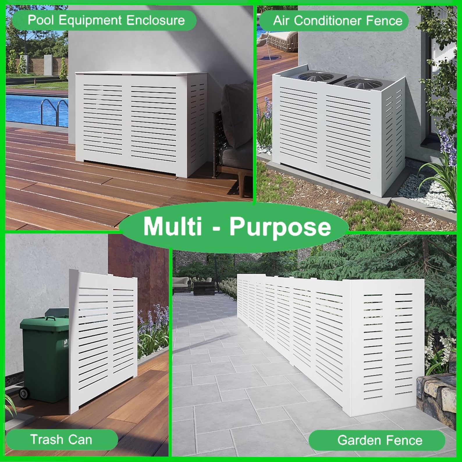 Decorative Outdoor HVAC Cover With Top, Air Conditioner Fence, Trash ...