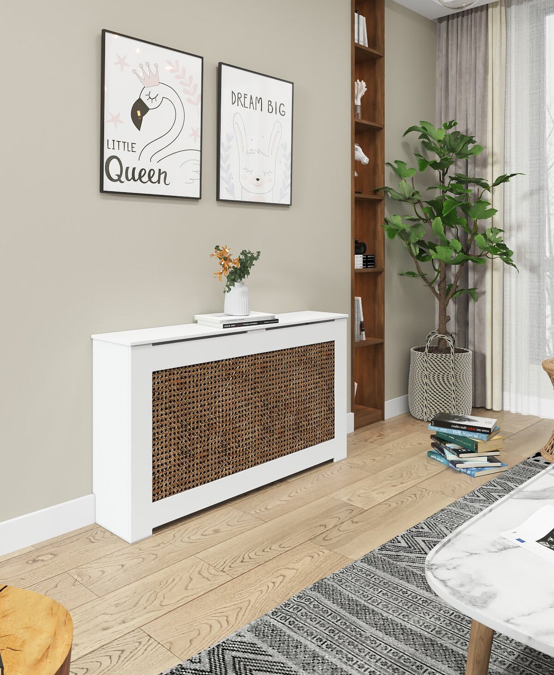 Rattan Heat Cover Cabinet, High Quality Wooden Radiator Cover, Depth ...