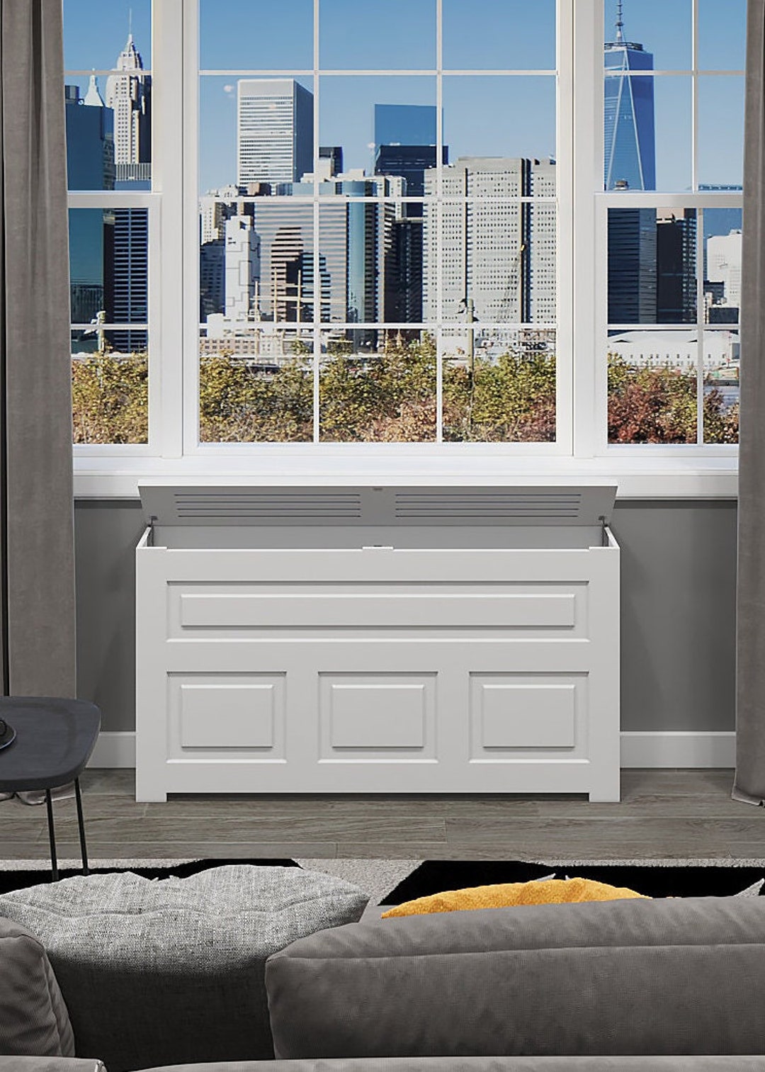 Modern PTAC Cover NYC Cabinet, Top Cover Equipped With Hinges for Easy ...