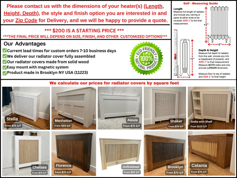 Solid Wood Radiator Cover Custom Heating Cabinet for Home and - Etsy