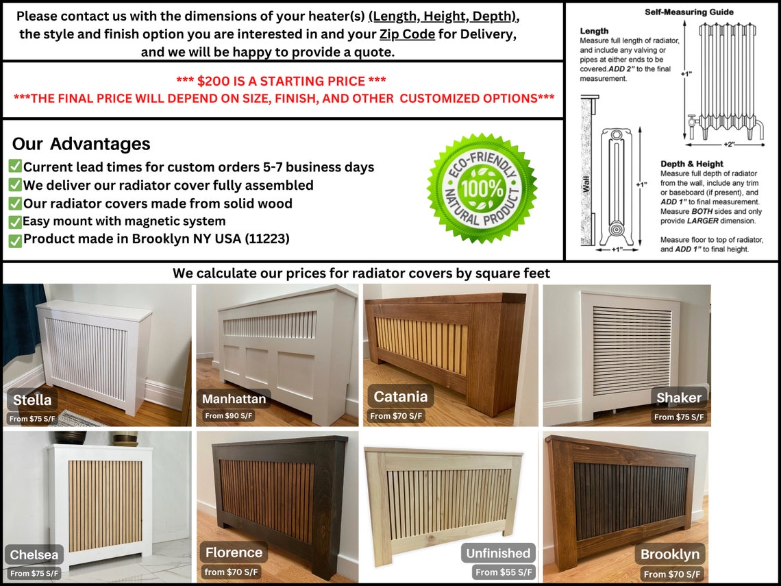 Handcrafted Custom Radiator Covers Solid Wood Heating Cover - Etsy
