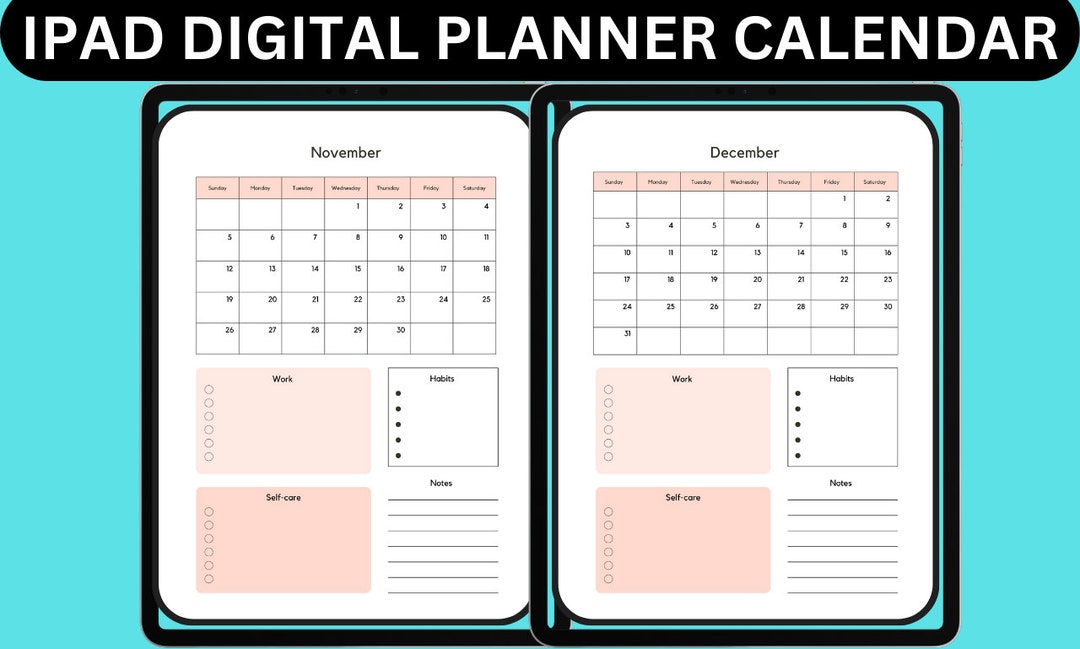 IPad DIGITAL PLANNER Calendar - Etsy